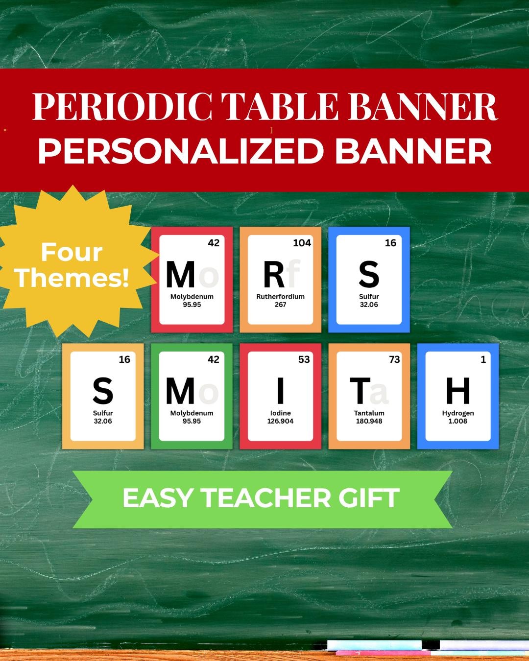 Personalized Periodic Table Banner Printable Science Teacher Gift ...