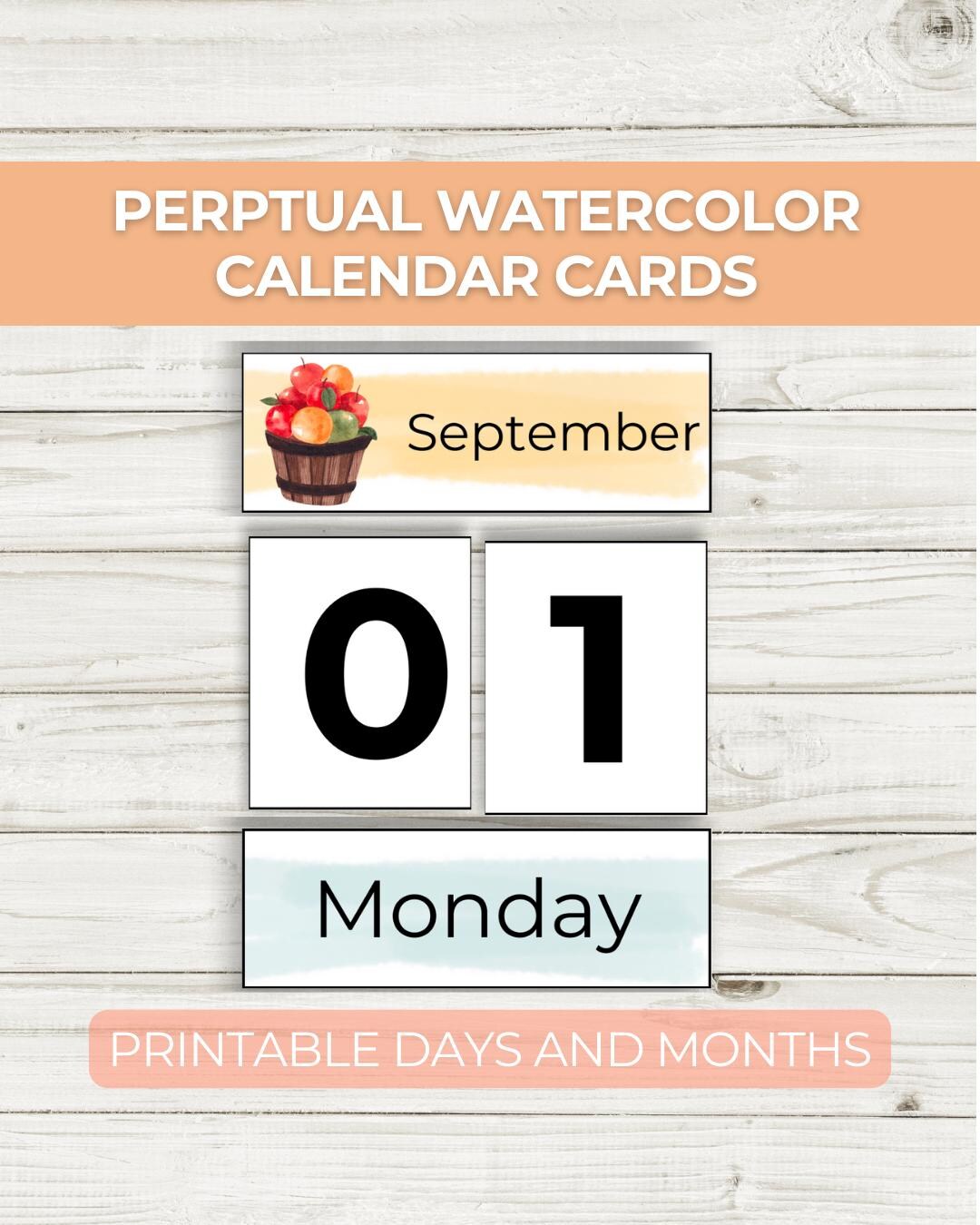 Watercolor Classroom Calendar: Months & Days of the Week Cards ...