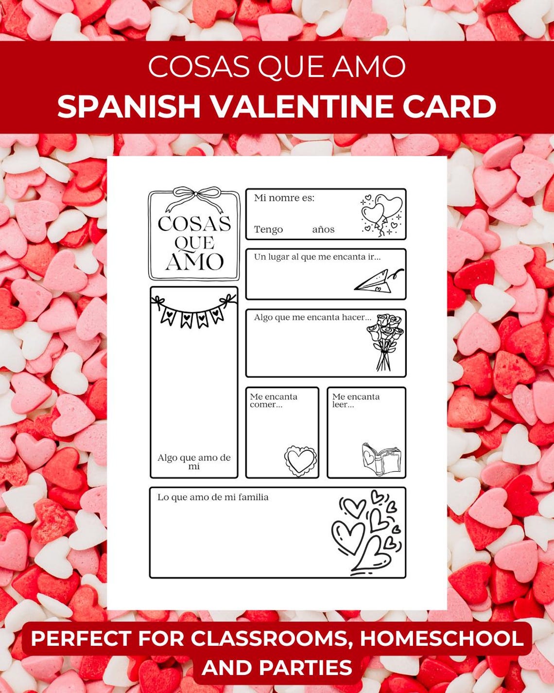 Spanish Valentine's Day Card Todo Sobre Mi Craft Spanish Emersion ...