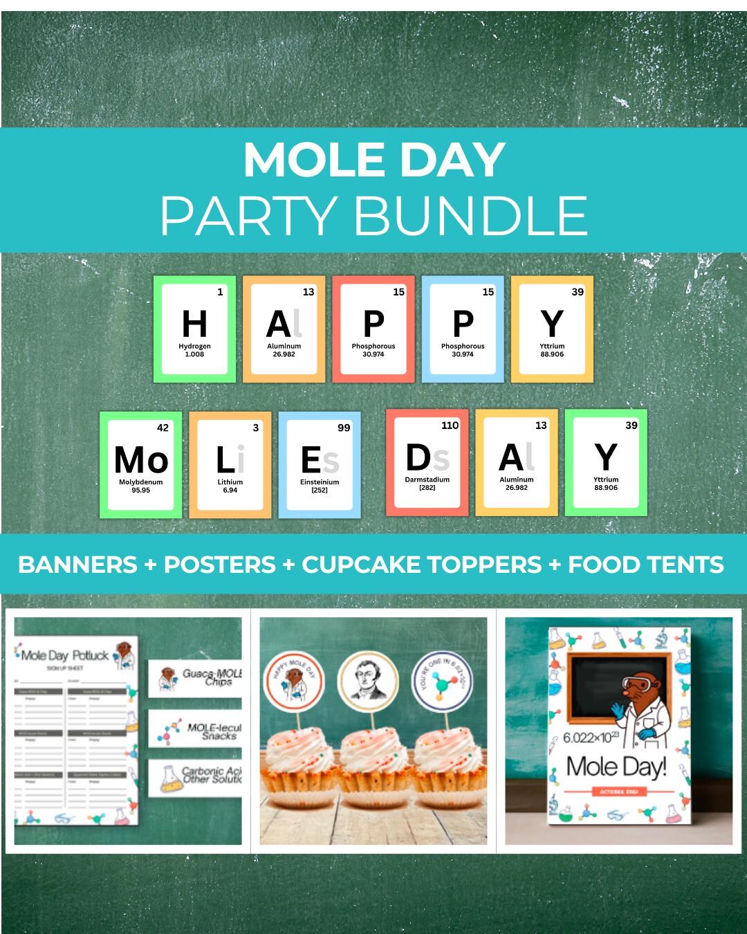 Printable Mole Day Party Bundle High School Science Banner Middle ...
