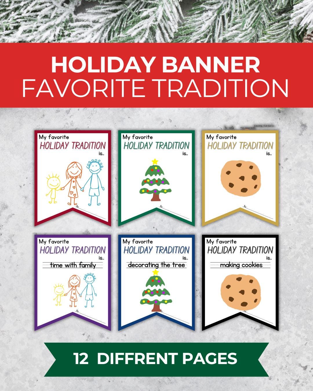 Happy Holidays Printable Christmas Classroom Banner Worksheet Prek ...