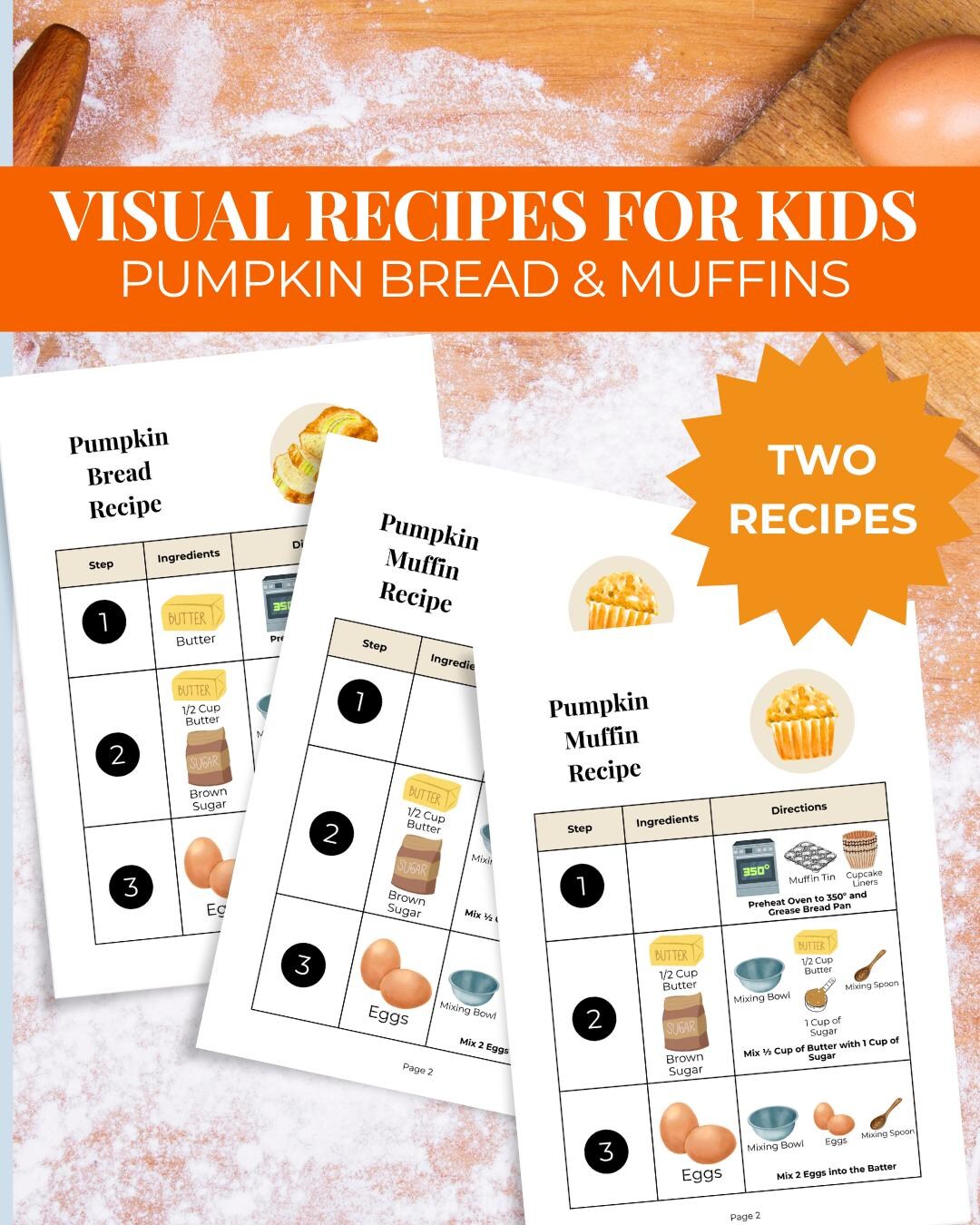Montessori Visual Recipe for Toddlers Pumpkin Bread Step by Step ...