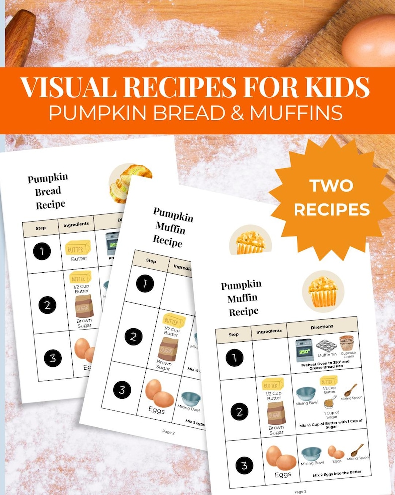 Montessori Visual Recipe for Toddlers Pumpkin Bread Step by Step ...