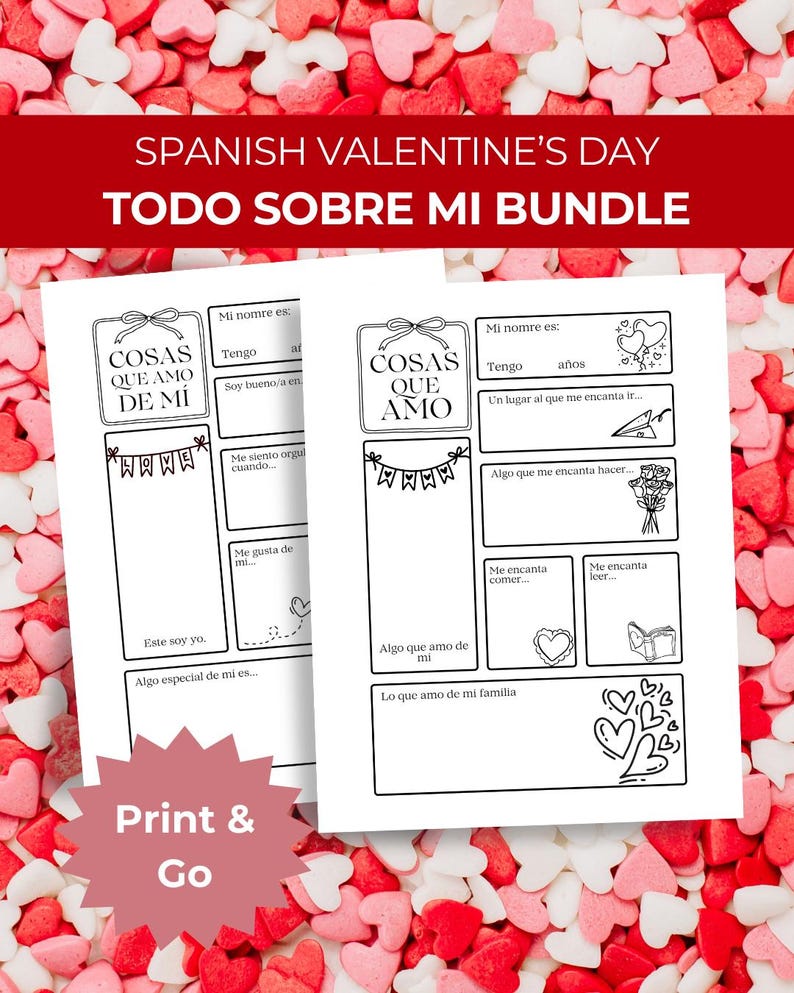 Spanish Valentine's Day Card Todo Sobre Mi Craft Spanish Emersion ...