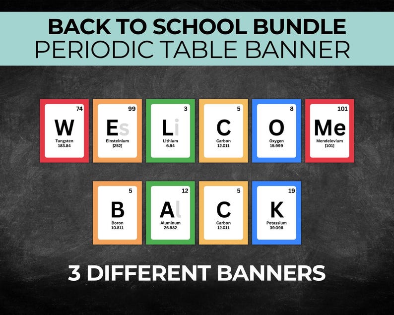 Periodic Table Science Classroom Banner Science Teacher Back to School ...