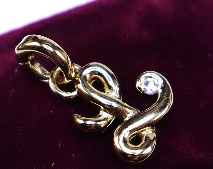 Vintage Marked JM John Mederios Gold Tone & Clear Rhinestone Letter L ...