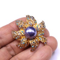German Silver Pin With a Butterfly and Flowers Inlay Design. - Etsy