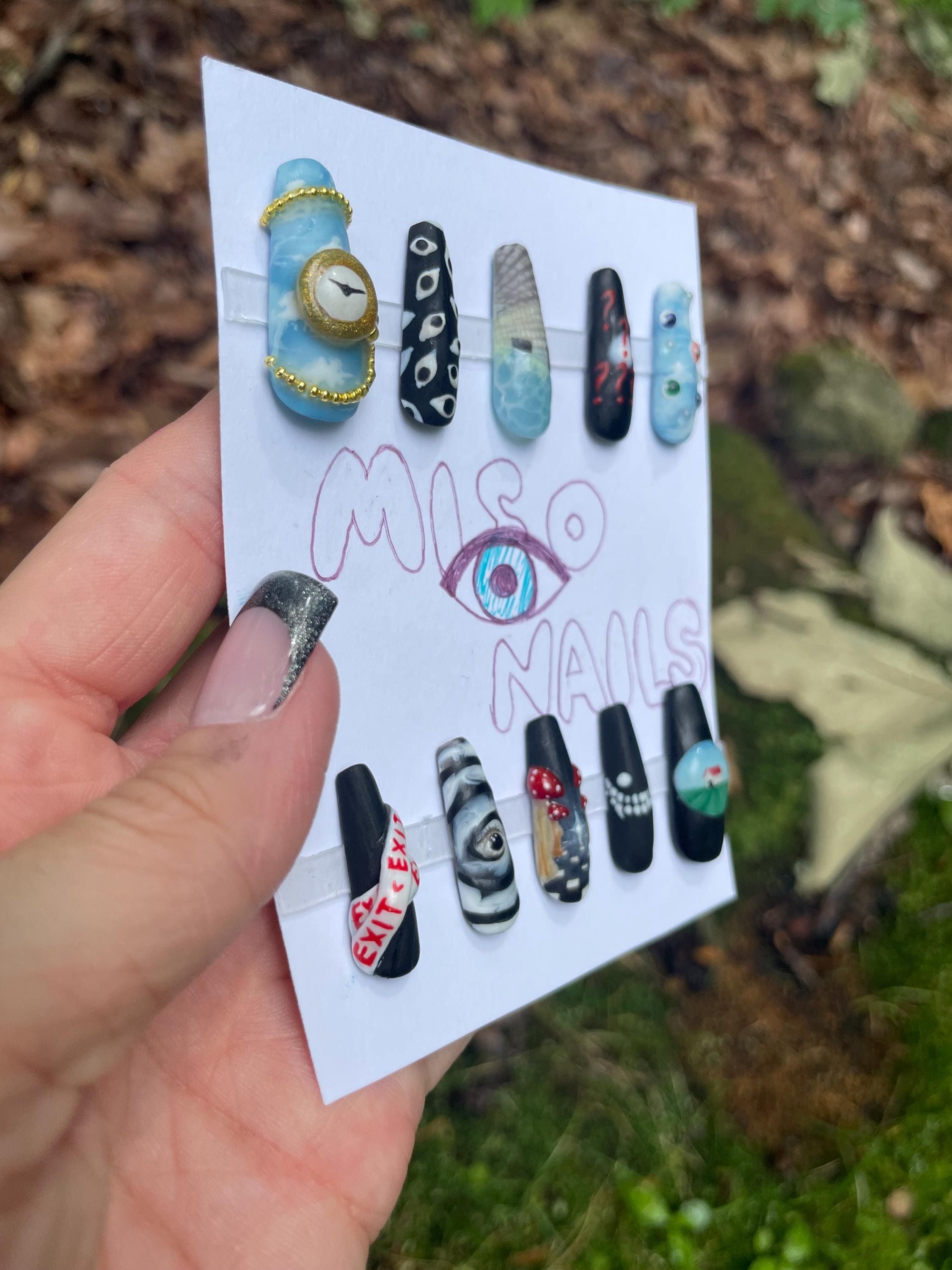 Dreamcore / Weirdcore Press on Nail Set | Creative Design Gel Nails ...