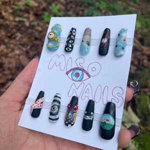 Dreamcore / Weirdcore Press on Nail Set | Creative Design Gel Nails ...