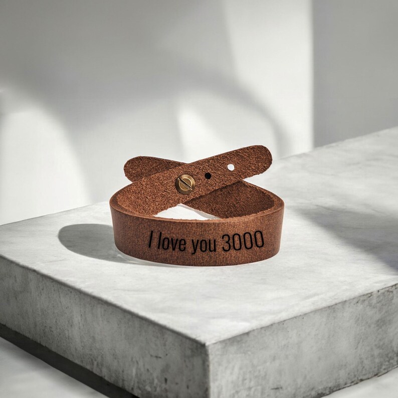 Handwriting on Leather Bracelet Hidden Message Wrist Band Grandson Gift ...