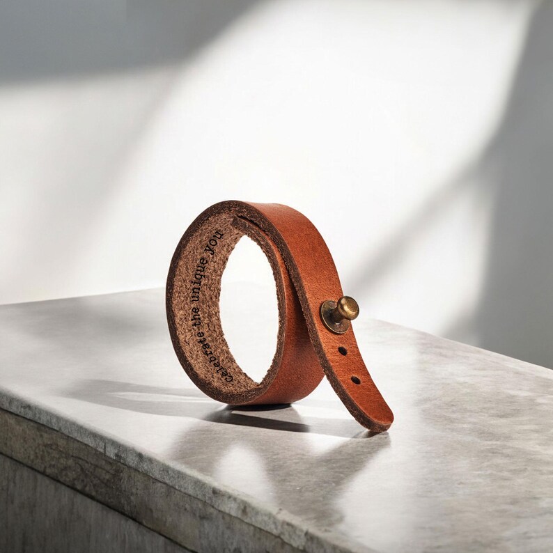 Handwriting on Leather Bracelet Hidden Message Wrist Band Grandson Gift ...