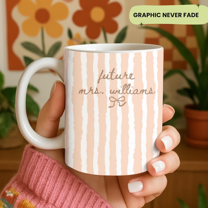 Personalized Future Mrs. Mug – Engaged Mug, Bride to Be Gift, Stripped ...