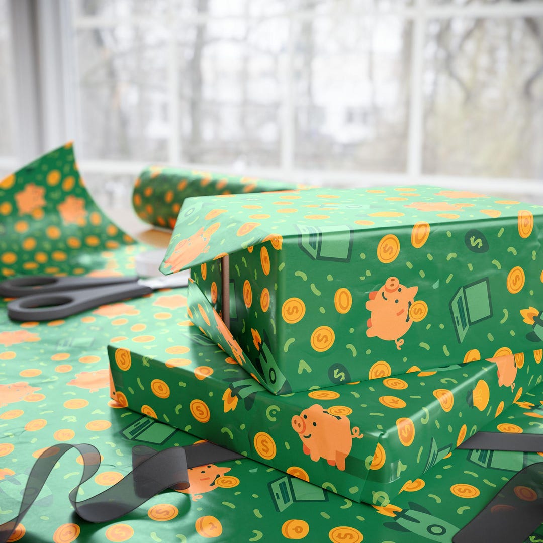 Money Pigs Wrapping Paper | Piggy Bank Pattern, Cash Theme Gift Wrap - Etsy