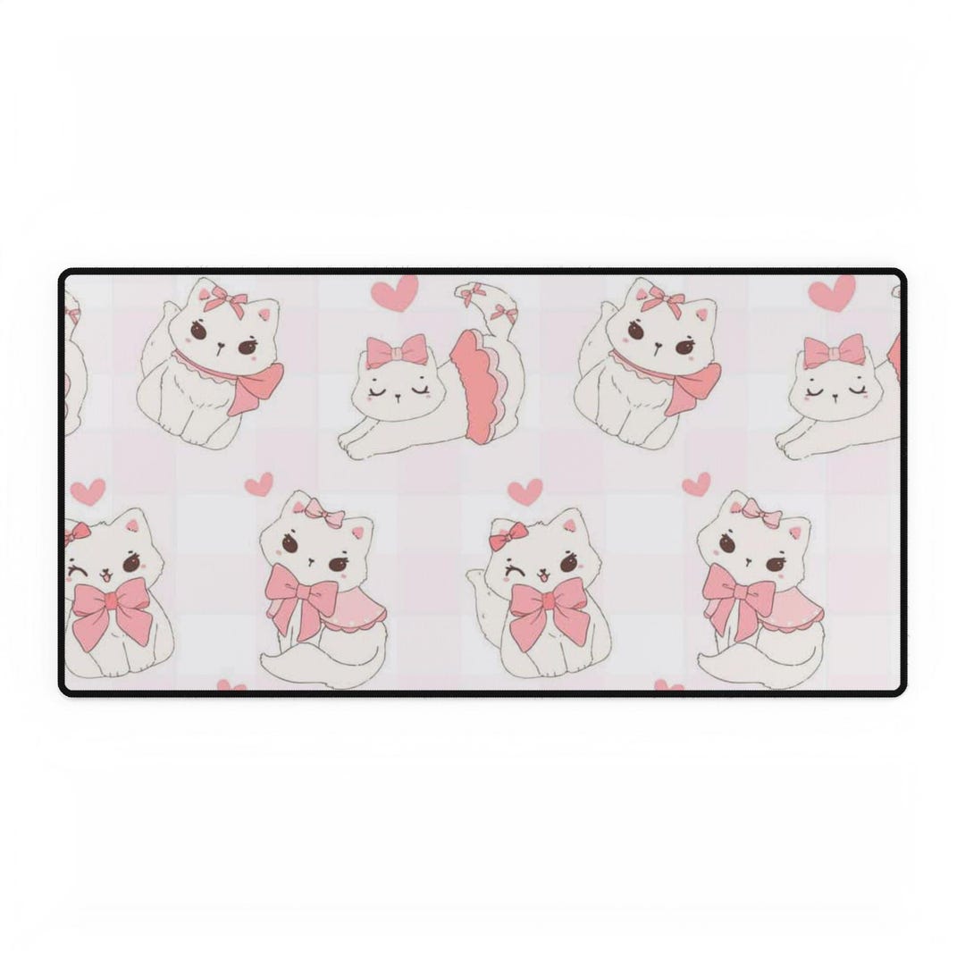 Cute Cat Desk Mat, Adorable Cat-themed Desk Pad, Kitty Office Decor ...