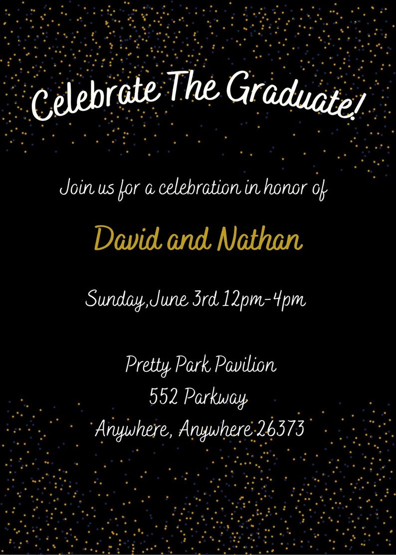 Black and Gold Graduation Invitation - Etsy
