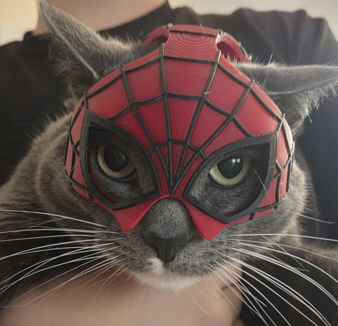 Spidey Cat Mask: 3D Printed Superhero Costume - Feline Cosplay - Etsy