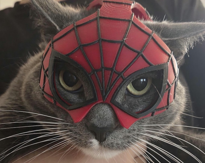 Spidey Cat Mask – 3D Printed Superhero Cosplay Prop for Cats | Spider ...