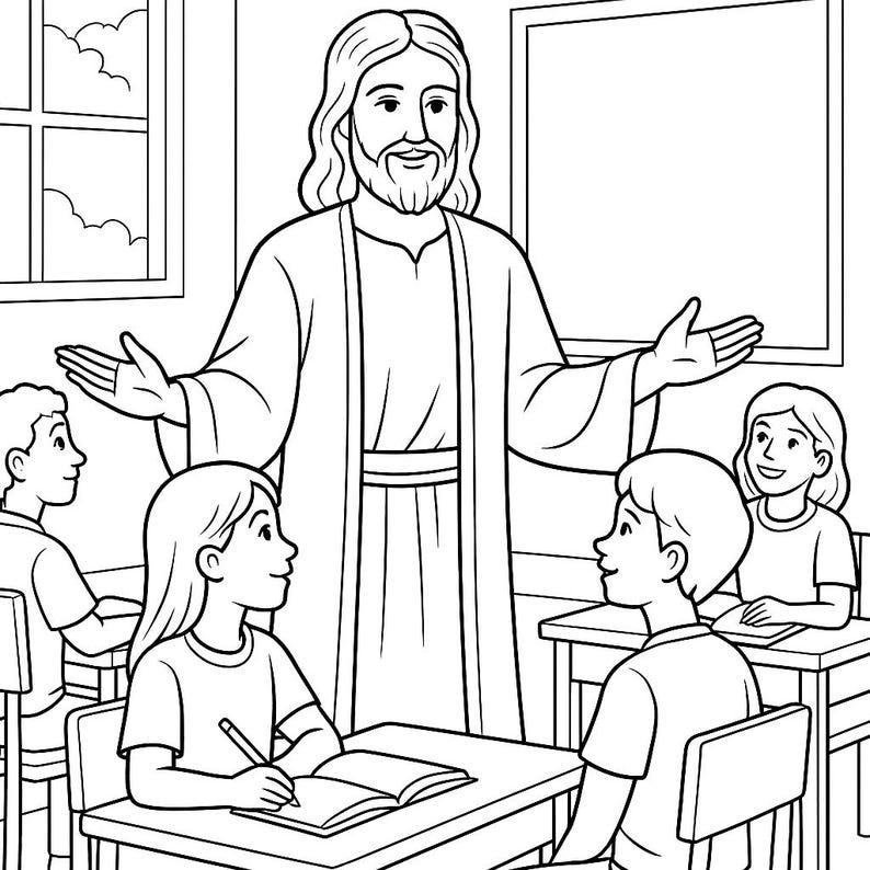 Christian Jesus Color Book - Adult and Kids Coloring Book - Original ...