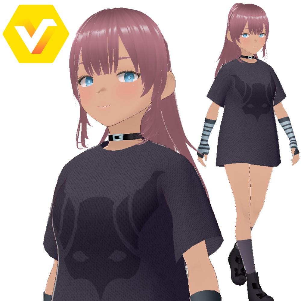 Goth Girl Vroid Model/vtuber Girl Model/vrm Avatar - Etsy
