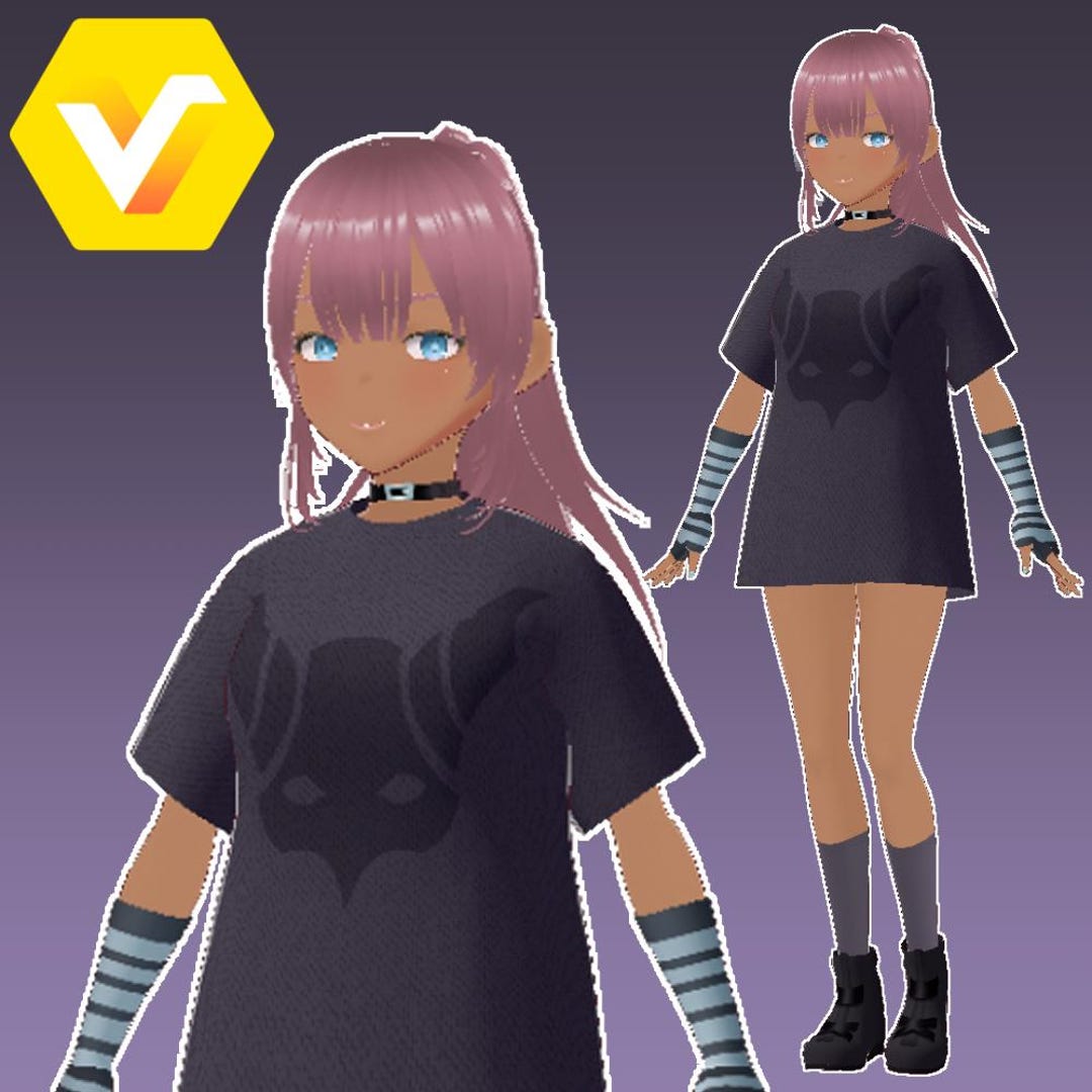Goth Girl Vroid Model/vtuber Girl Model/vrm Avatar - Etsy