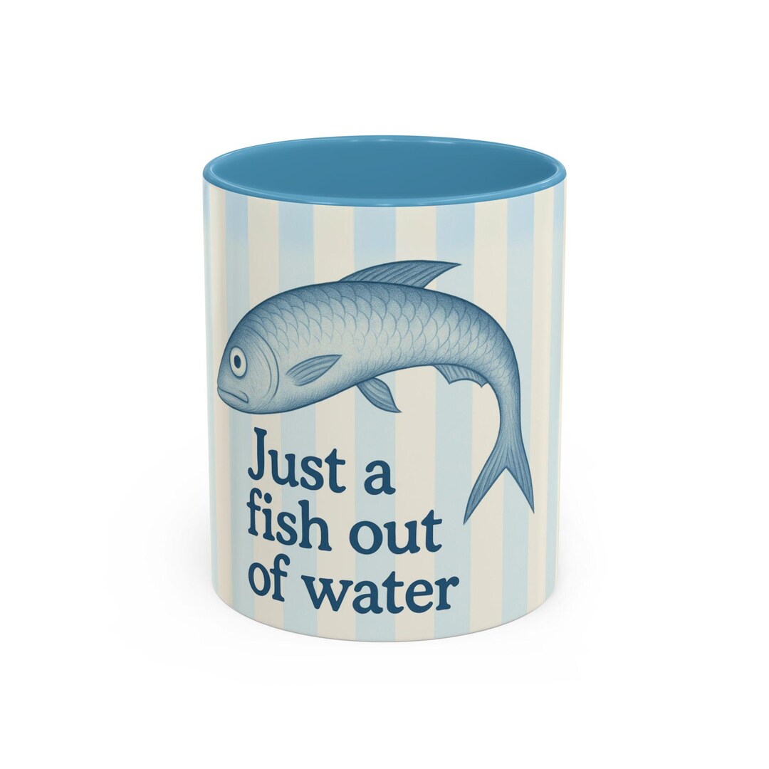 Whimsical Fish Coffee Mug, Cute Fish Out of Water Mug, Fun Gift for ...