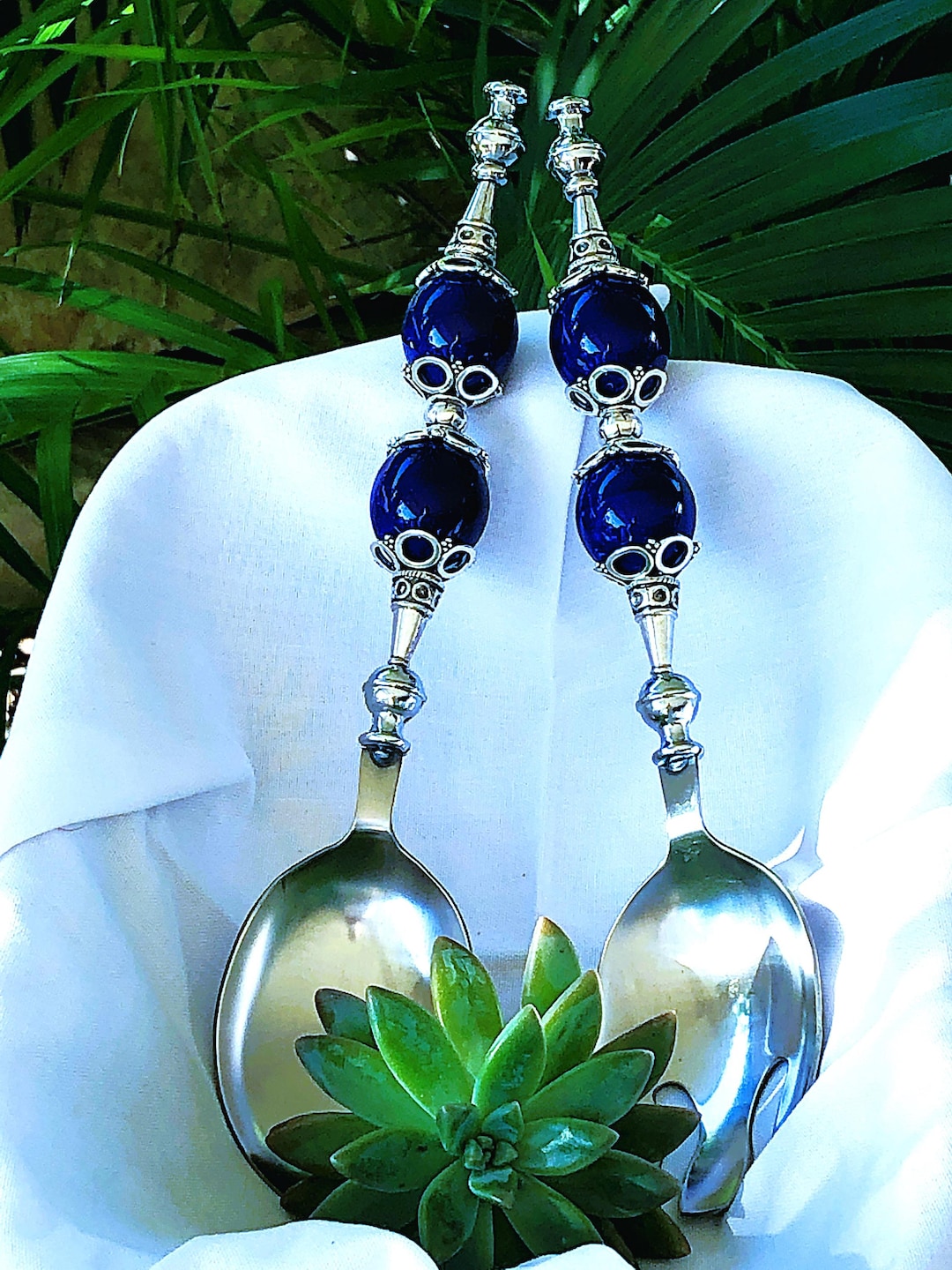 Kila Cutlery Dark Blue Mandala Salad Server Set - Etsy