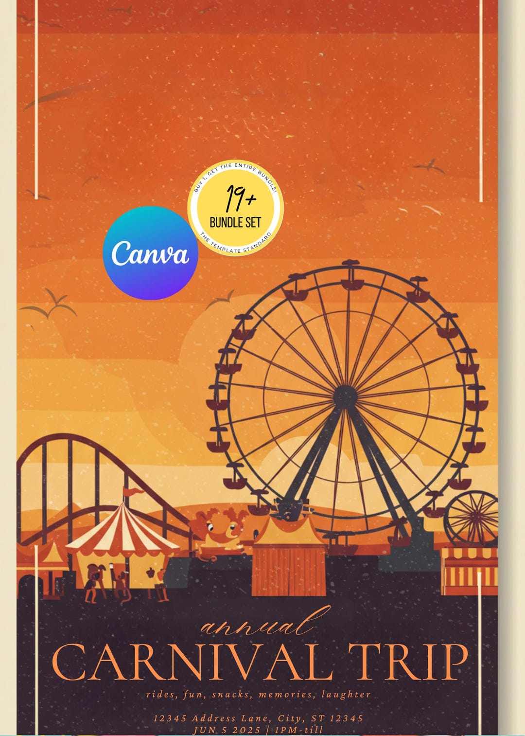 Editable Carnival Flyer Template, School PTO PTA Circus, Fair Event ...