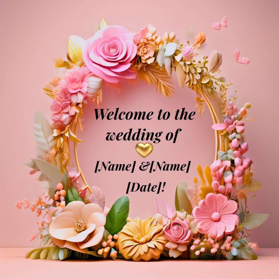 Editable Boho Wedding Welcome Sign – Canva Template With Placeholder ...