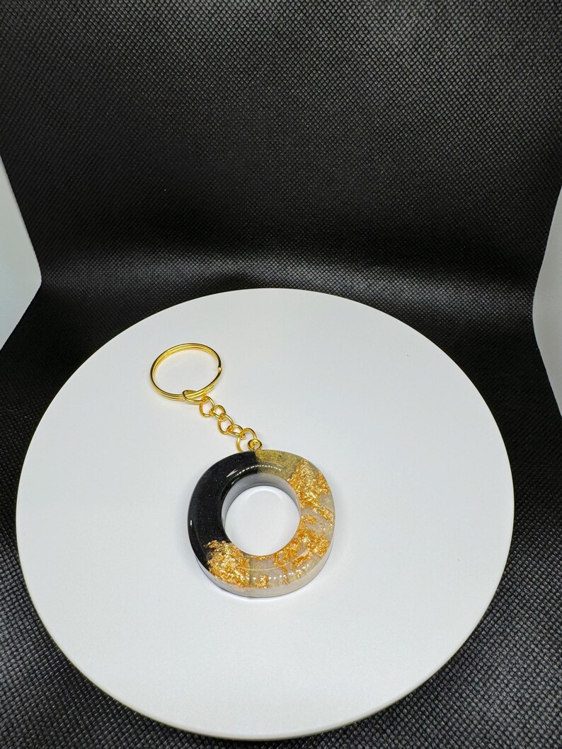 The Fabulous Keychain Alphabet Letter J Handmade With Pearl Black Resin ...