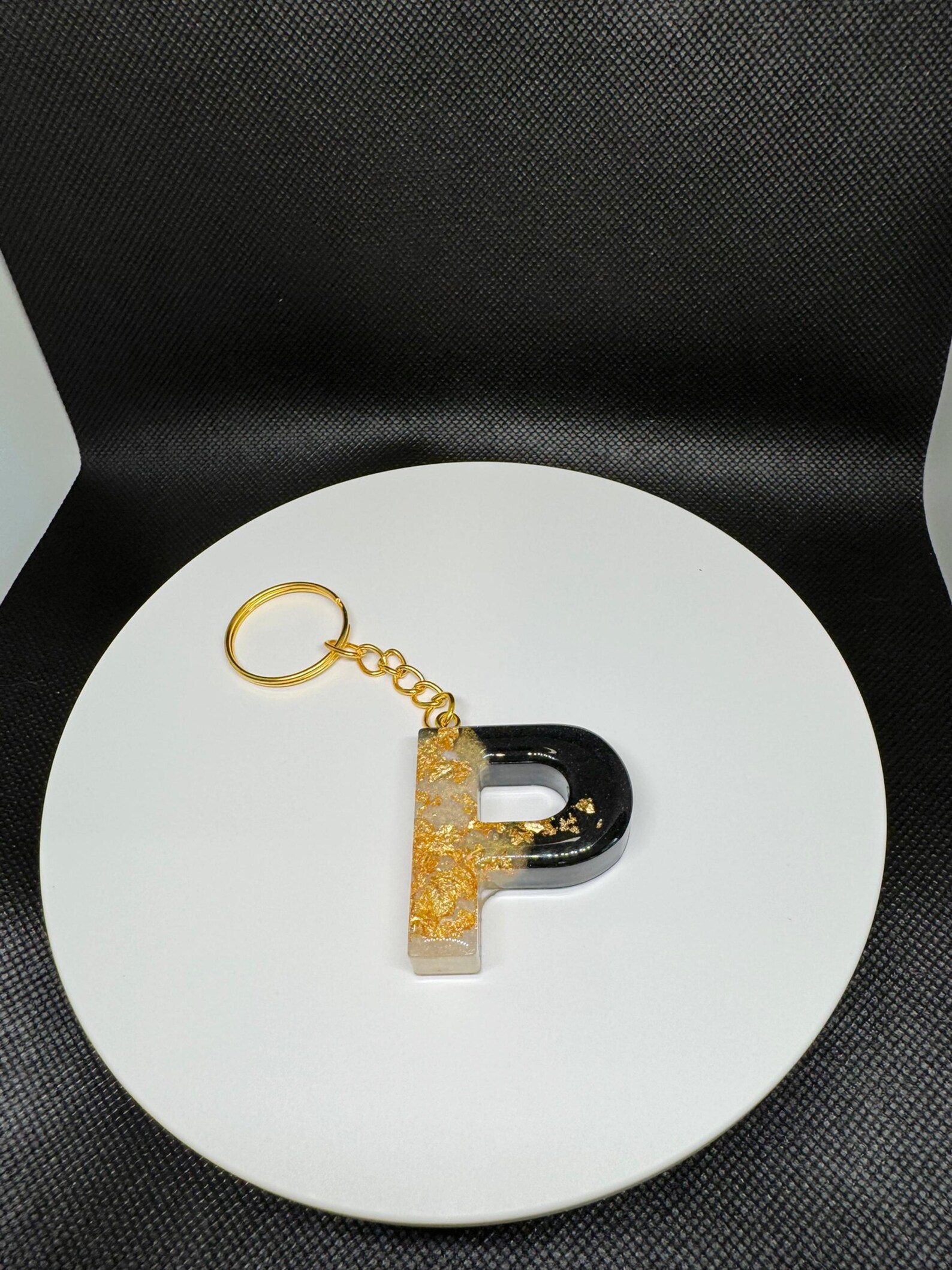 The Fabulous Keychain Alphabet Letter J Handmade With Pearl Black Resin ...