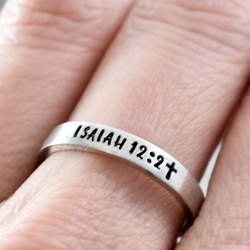 Bible Verse Scripture Ring Cross Ring Faith Ring Skinny | Etsy