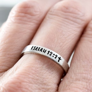 Scripture Ring, Bible Verse Ring, Cross Ring, Faith Ring, Skinny ...
