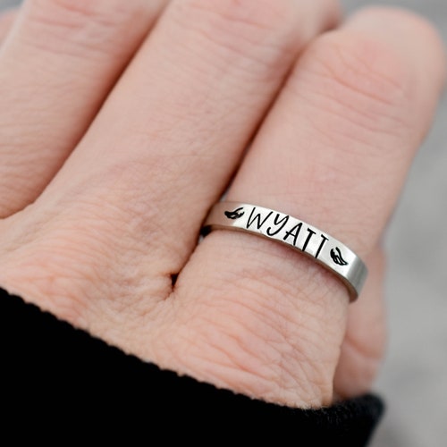 Personalized Memorial Ring Stackable Loss Ring Name Ring | Etsy