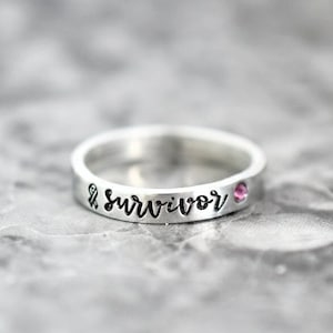 Cancer Survivor Ring, Awareness Ribbon, Warrior, Pink, Support Ring ...