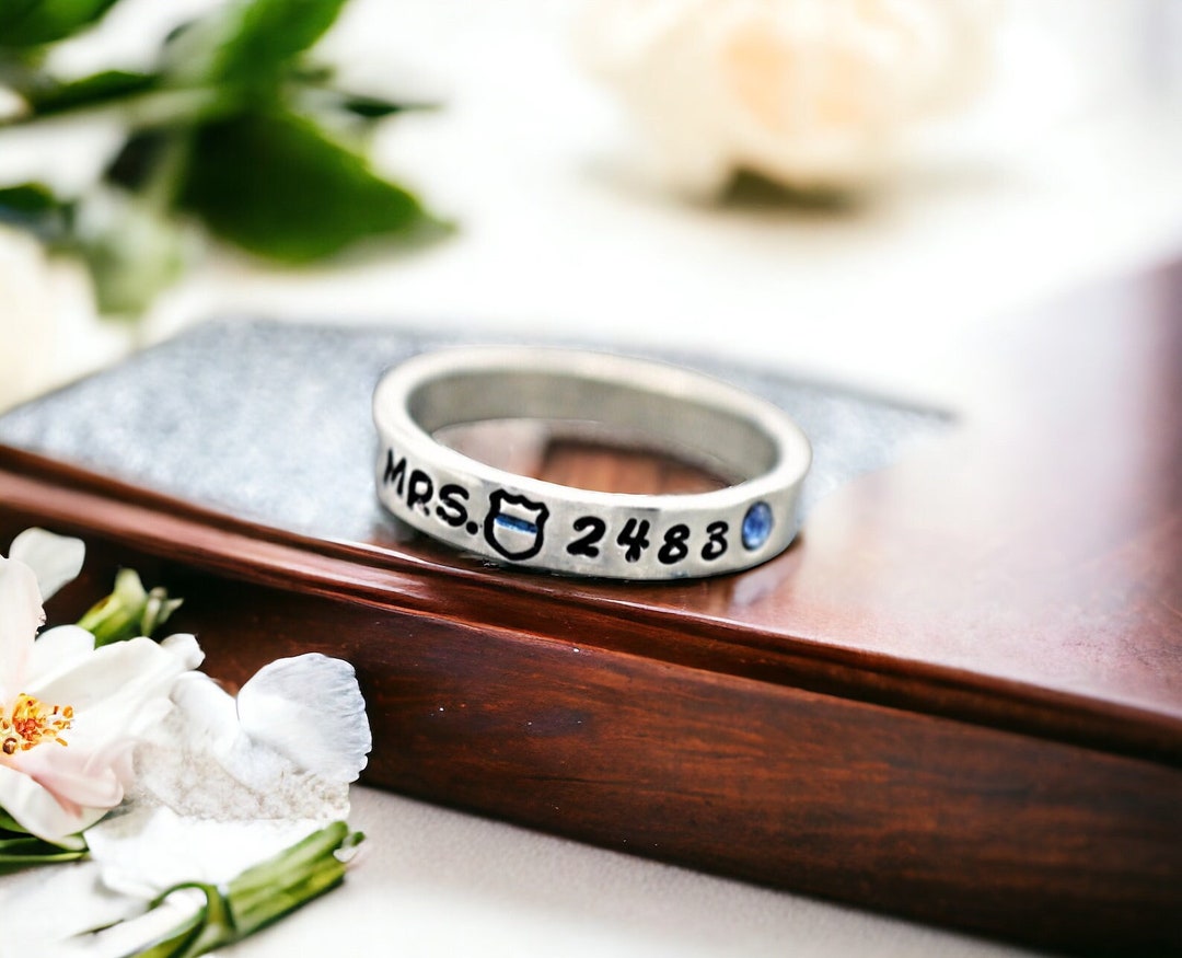 Police Wife Badge Ring, Badge Number, Personalized, Mrs. Police Badge ...