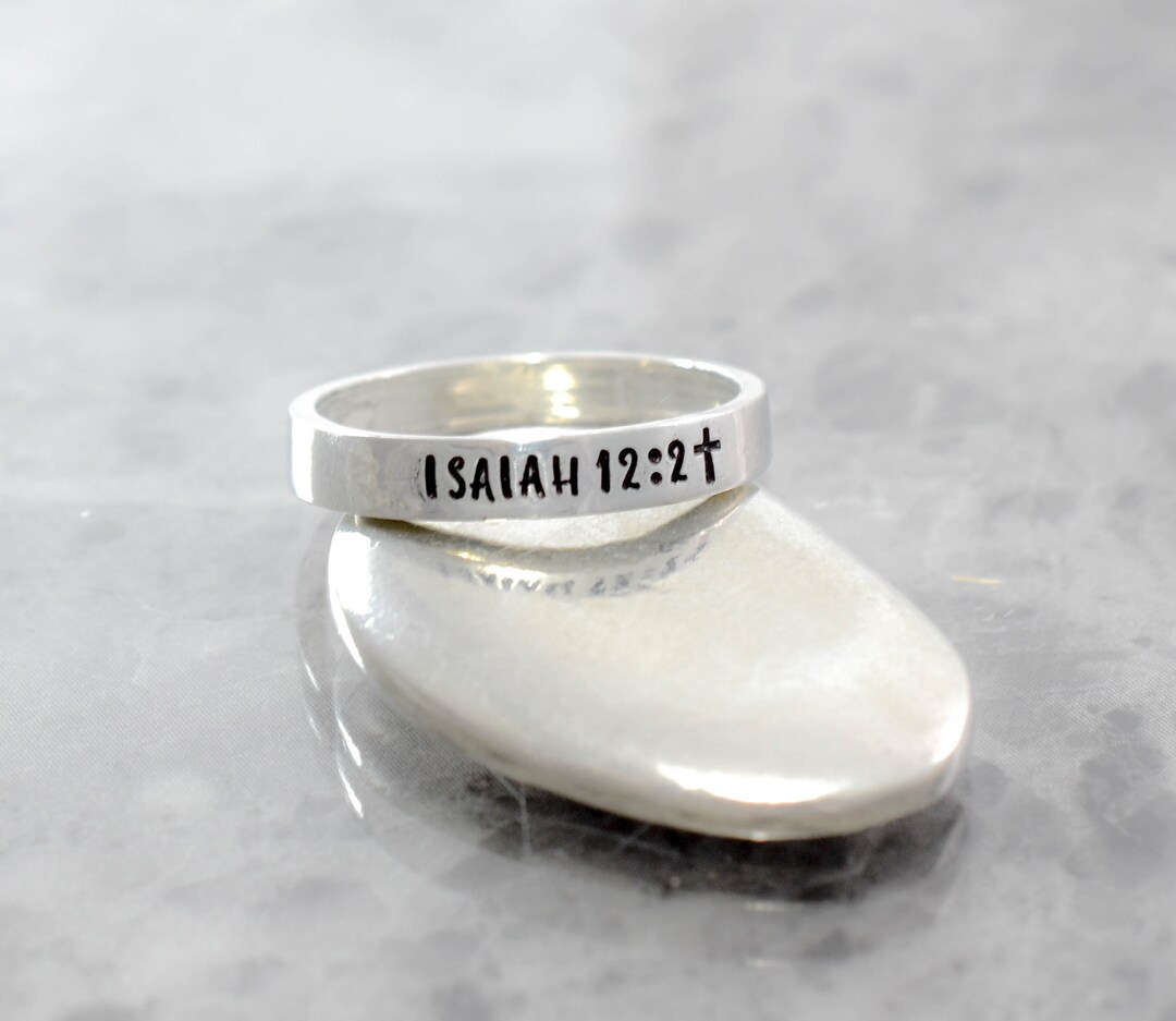 Cross Ring, Bible Verse Scripture Ring, Faith Ring, Skinny Stacking ...