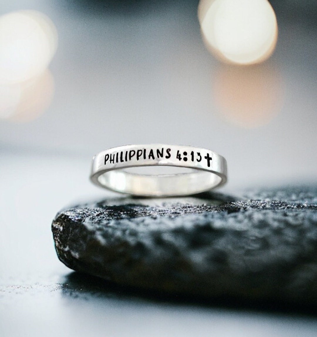 Christian Jewelry, Bible Verse Ring, Scripture Ring, Cross Ring, Faith ...