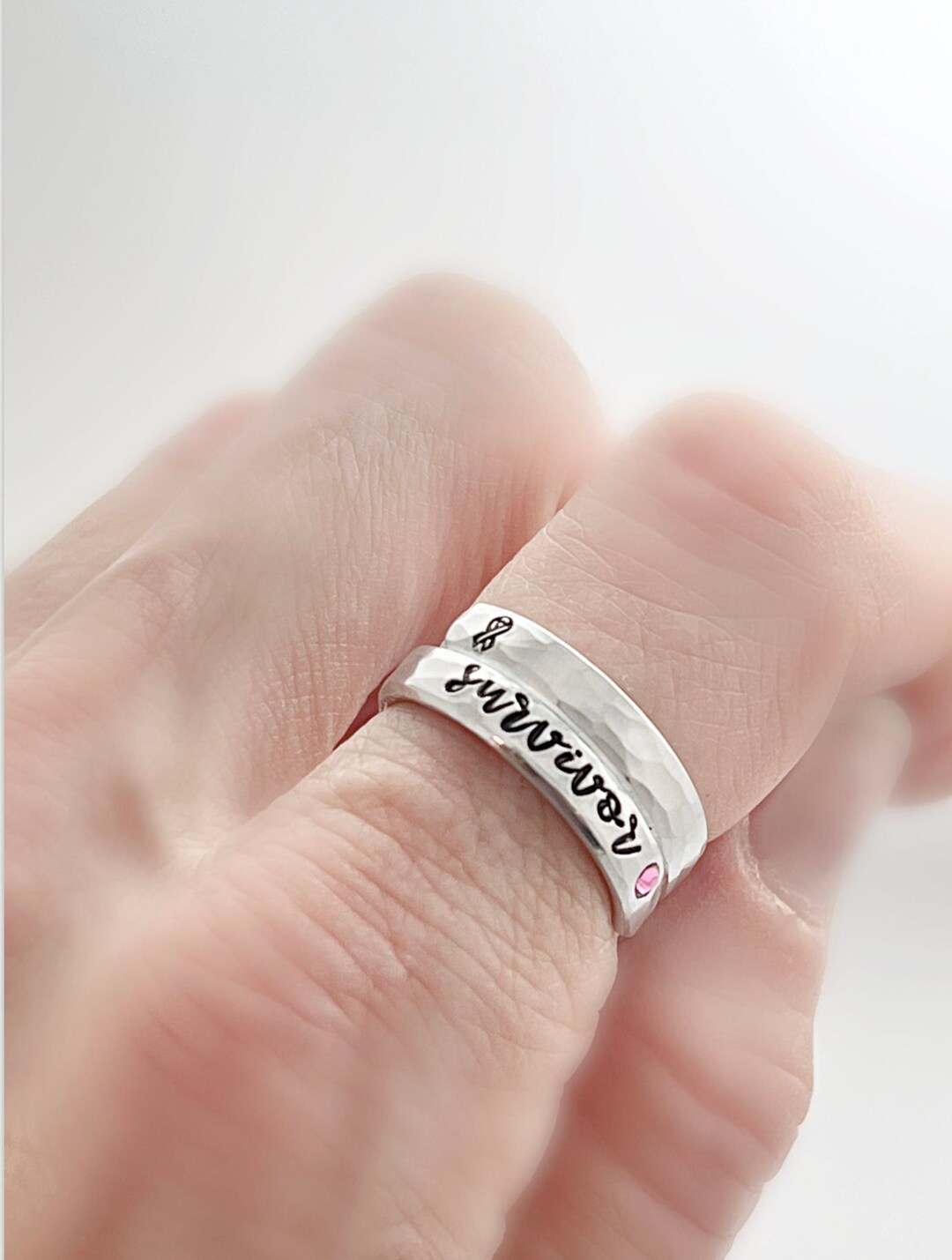 Cancer Survivor Ring, Warrior, Pink, Ribbon, Name Ring, Awareness Ring ...