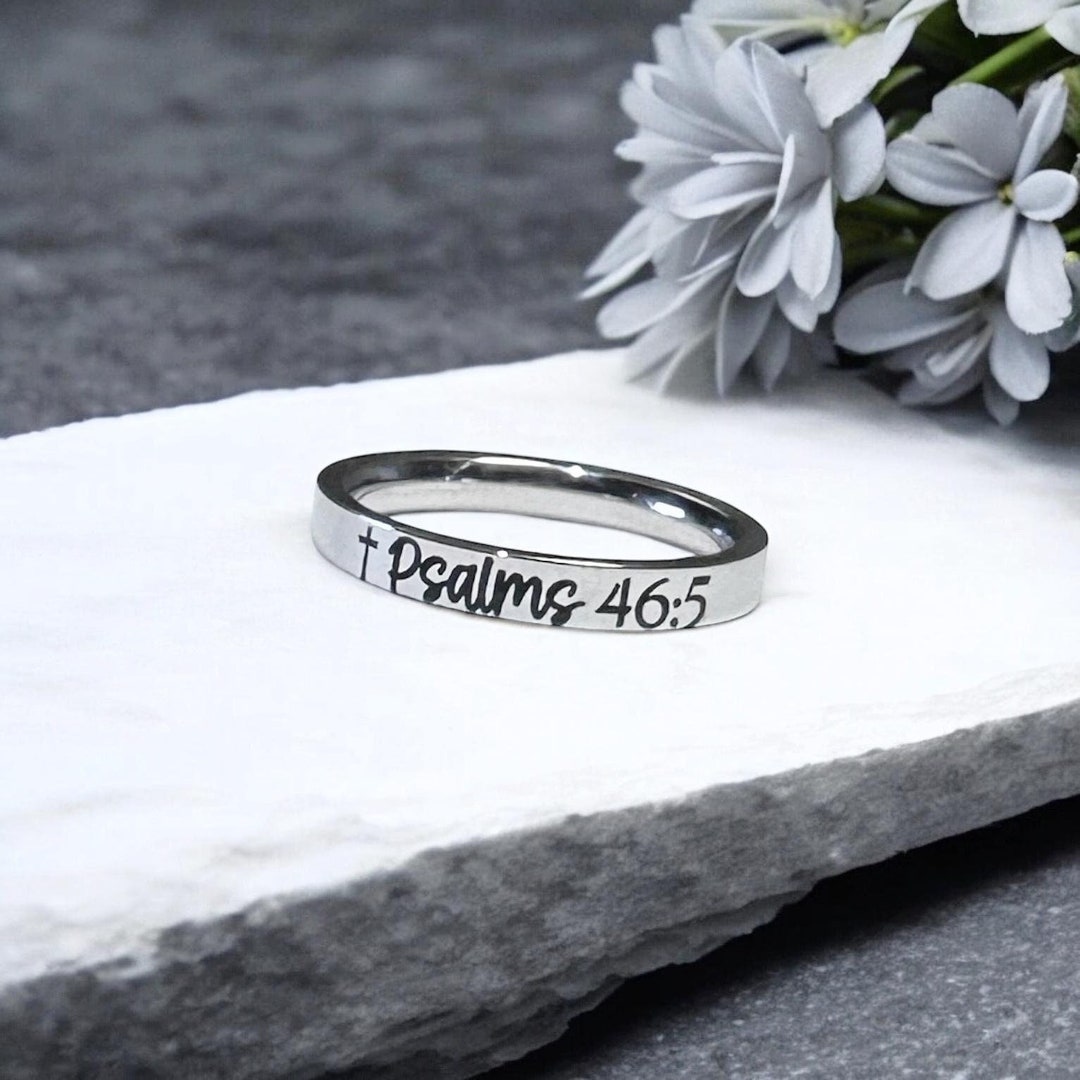 Scripture Ring, Cross, Bible Verse Ring, Faith Hope, Psalms 46:5 ...