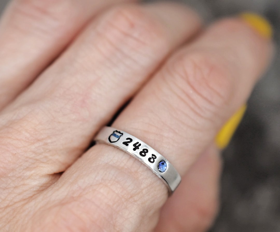 Police Wife Ring, Badge Number, Personalized, Police Badge Ring ...