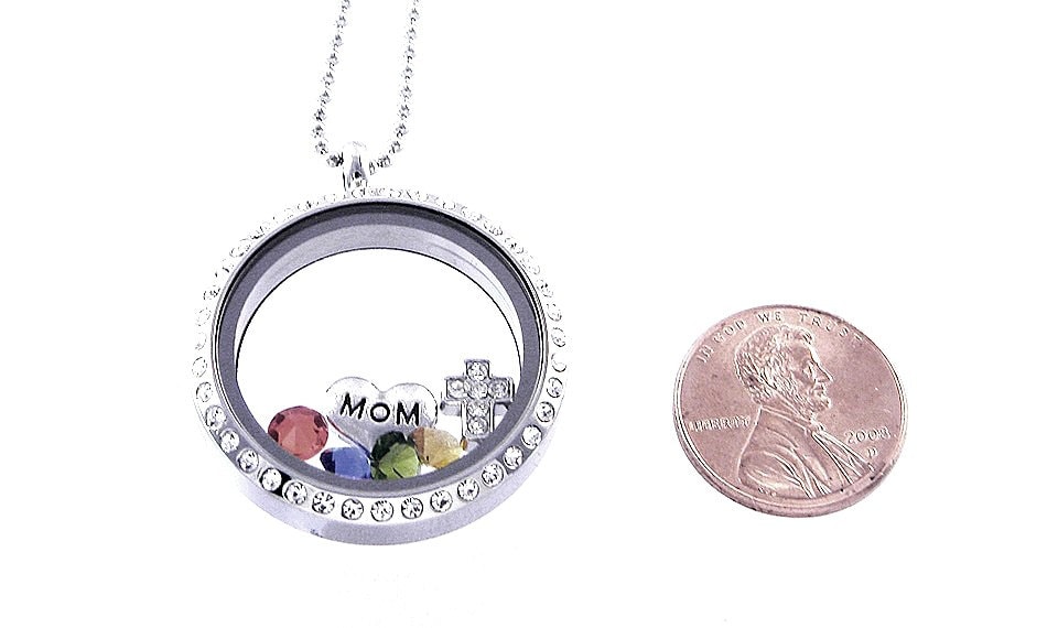 Mom Locket Crystal Floating Locket Memory Locket | Etsy