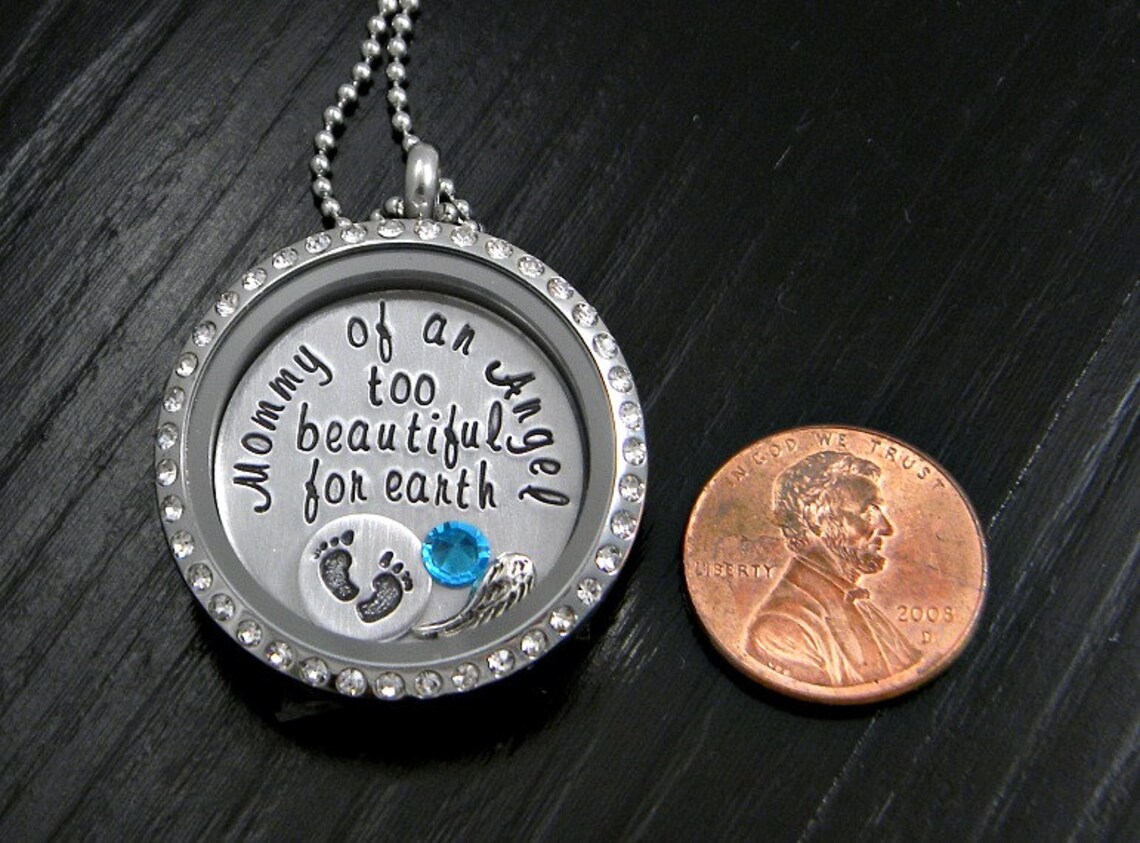 Floating Locket Memory Locket Mommy of an Angel Too | Etsy
