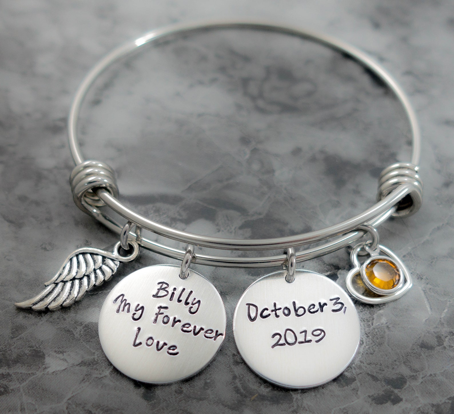 Charm Bracelet Personalized Memorial Bracelet Loss of a - Etsy