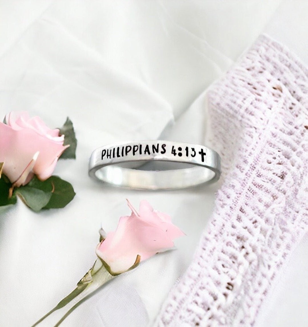 Scripture Ring, Cross Ring, Bible Verse Ring, Faith Ring, Philippians 4 ...