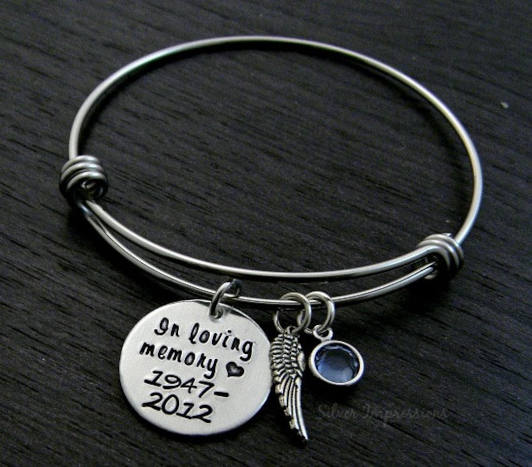 In Loving Memory Charm Bracelet - Wire Bangle - Remembrance Bracelet ...