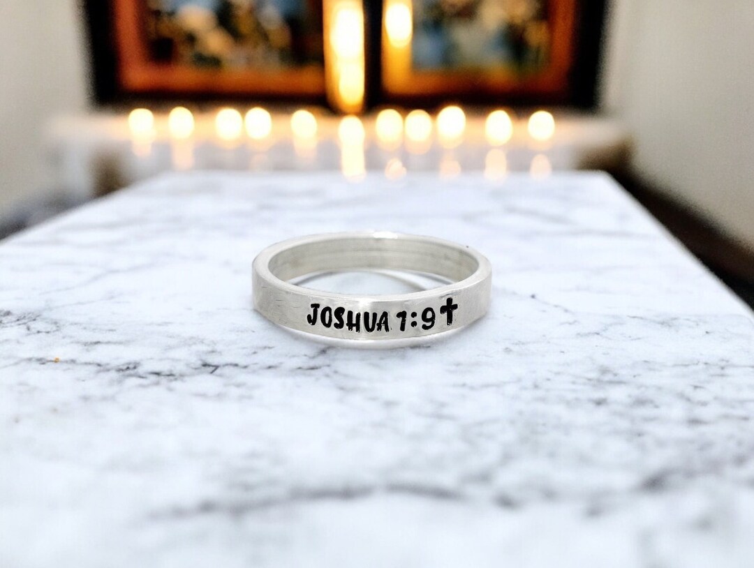 Cross Ring, Bible Verse Ring, Joshua 1:9, Scripture Ring, Faith Ring ...