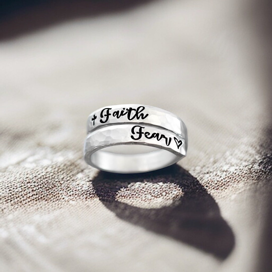 Faith Over Fear Ring, Wrap Ring, Christian Jewelry, Cross ...