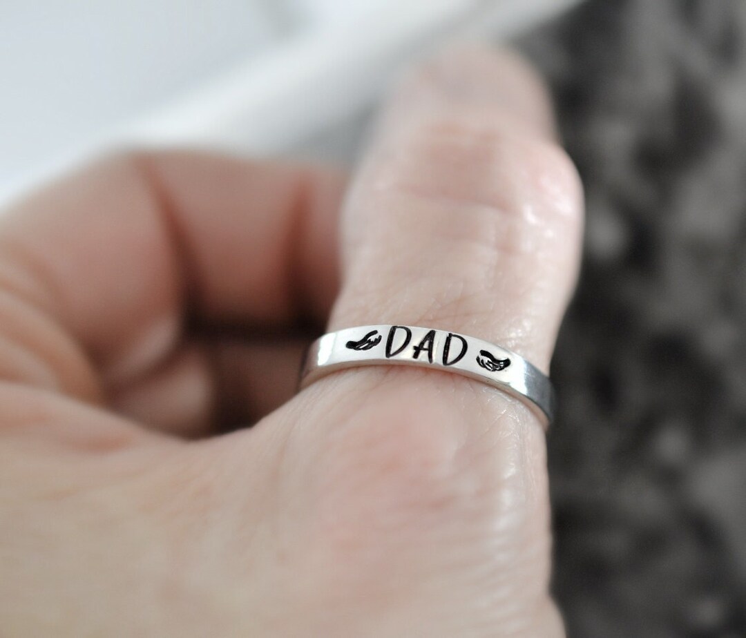 Dad Loss Ring, Dad Father Memorial Ring, Name Ring, Angel Wings, Loss ...