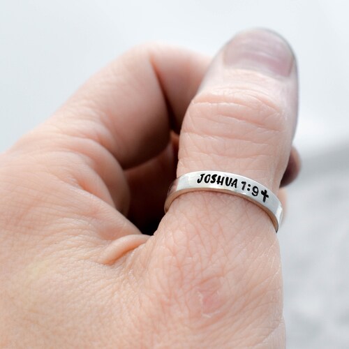 Bible Verse Scripture Ring Cross Ring Faith Ring Skinny - Etsy