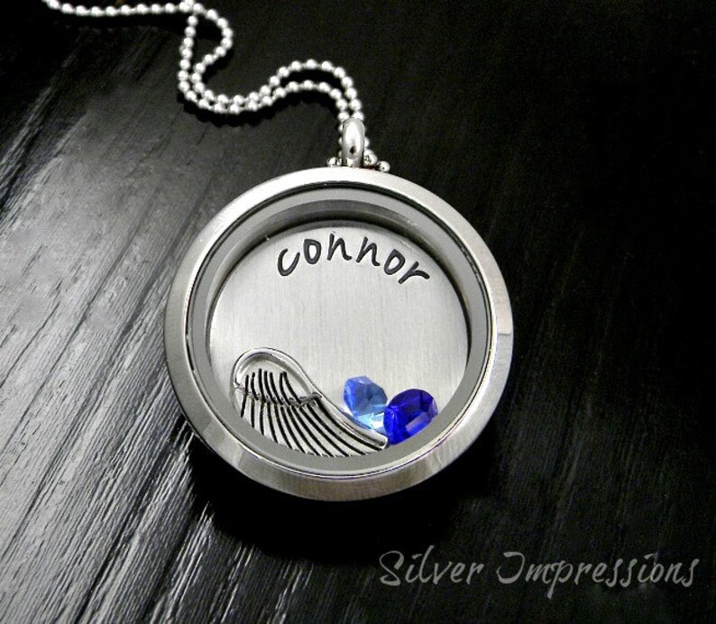 Remembrance Locket Angel Wing Floating Locket Memorial - Etsy
